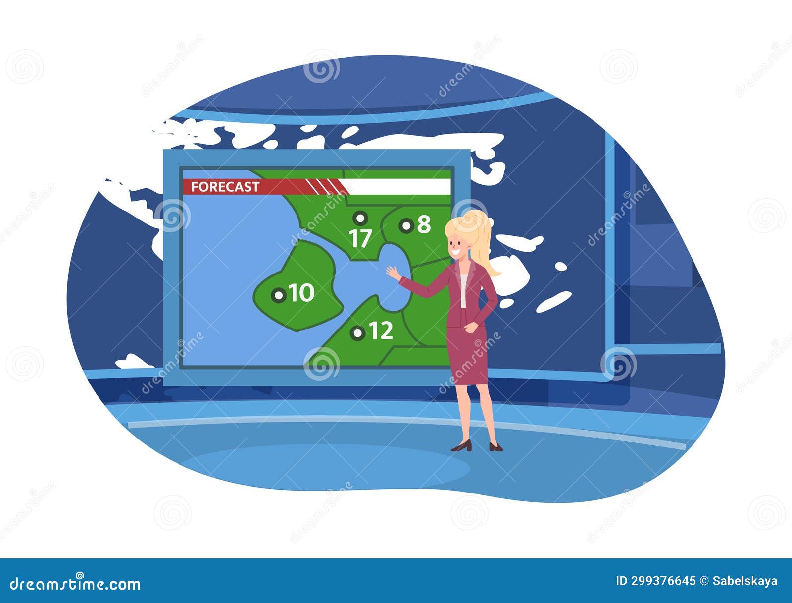 TV Presenter Tell the Weather Forecast and Temperature in Different ...
