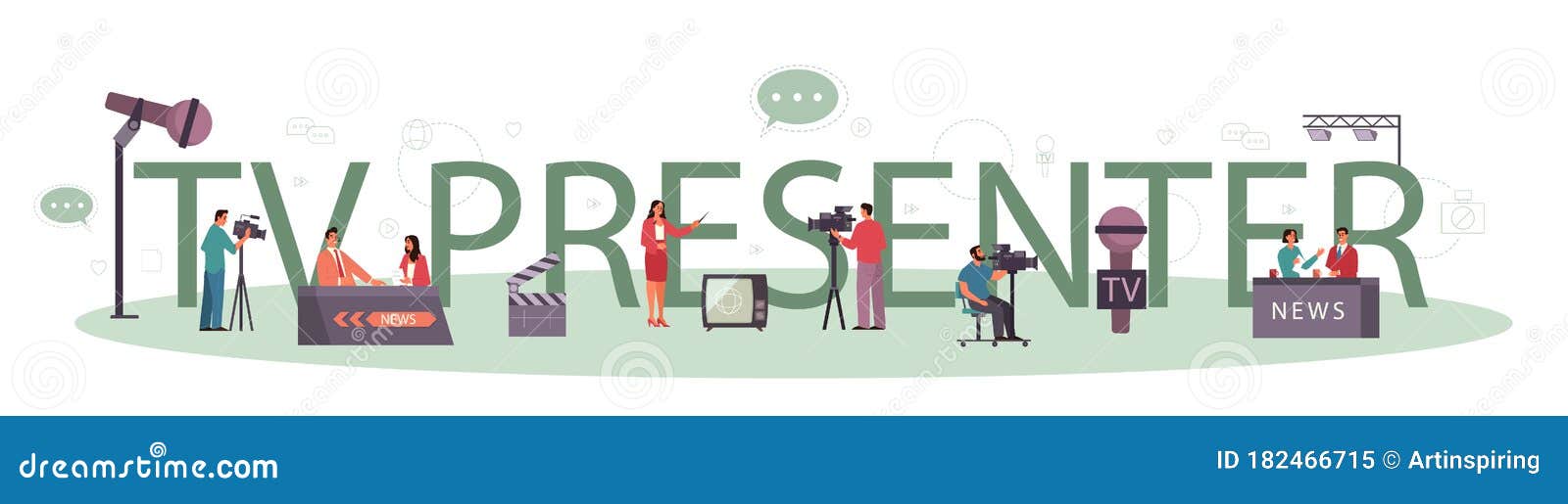 TV Presenter Typographic Header Concept. Television Host in Studio ...