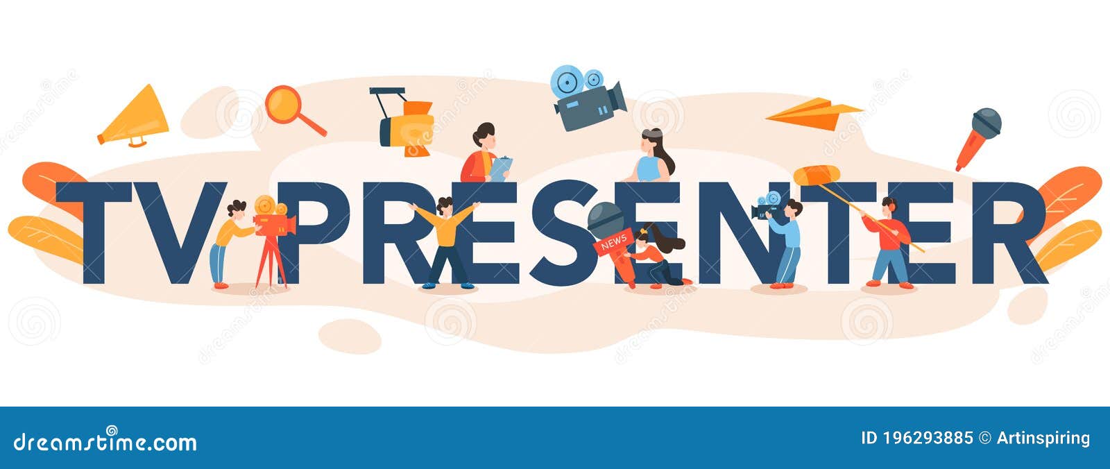 TV Presenter Typographic Header. Television Host in Studio Stock Vector ...