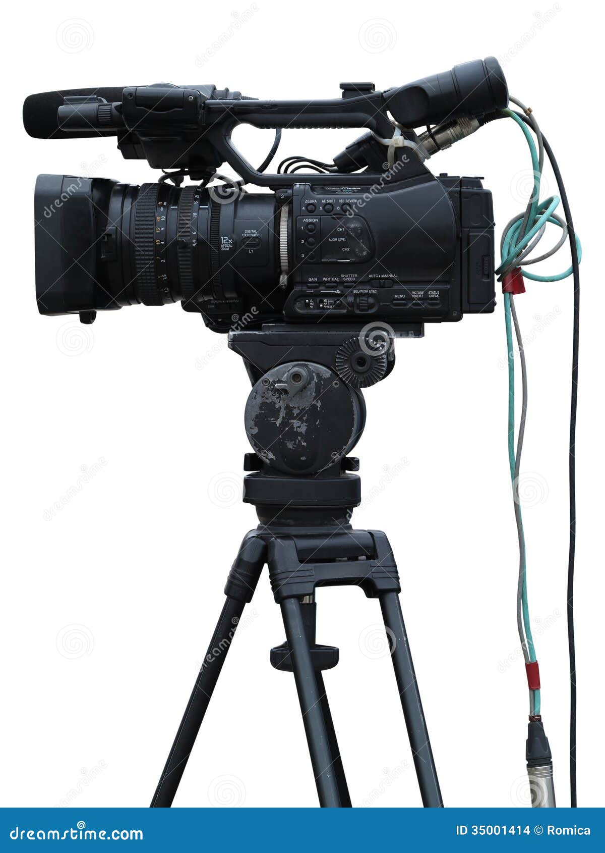 TV Professional Studio Digital Video Camera Isolated On White Stock ...