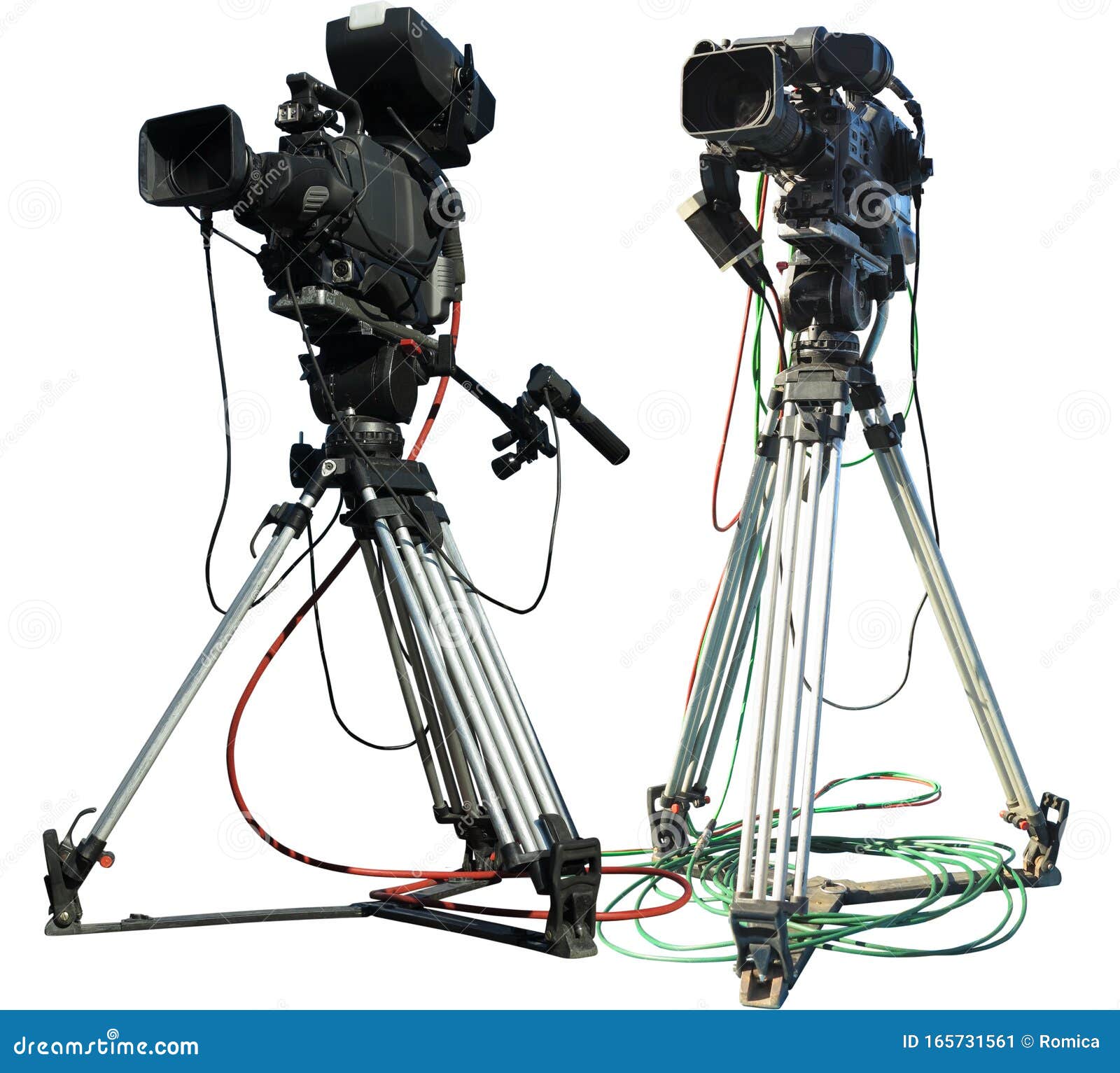 TV Professional Studio Digital Video Camera on Tripod Isolated Over ...