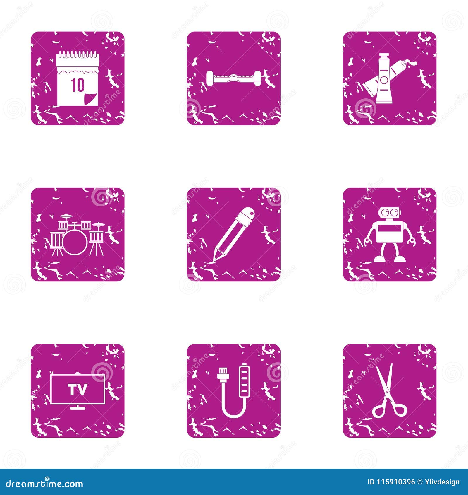 TV Program Icons Set, Grunge Style Stock Vector - Illustration of movie ...