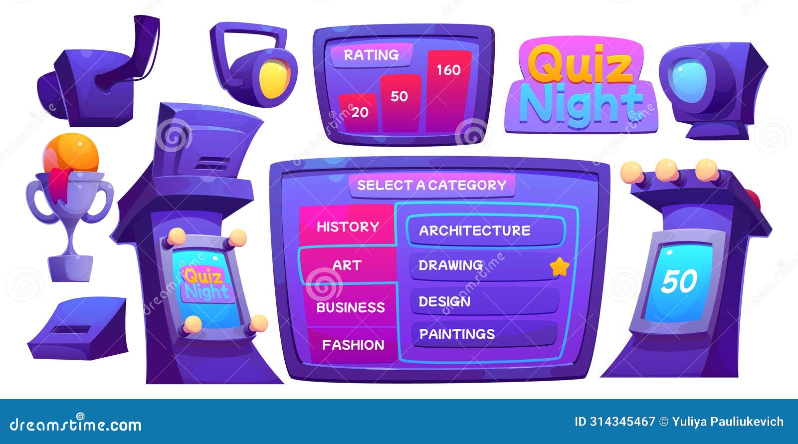 Tv Quiz Game Contest in Studio. Trivia Show Screen Stock Illustration ...