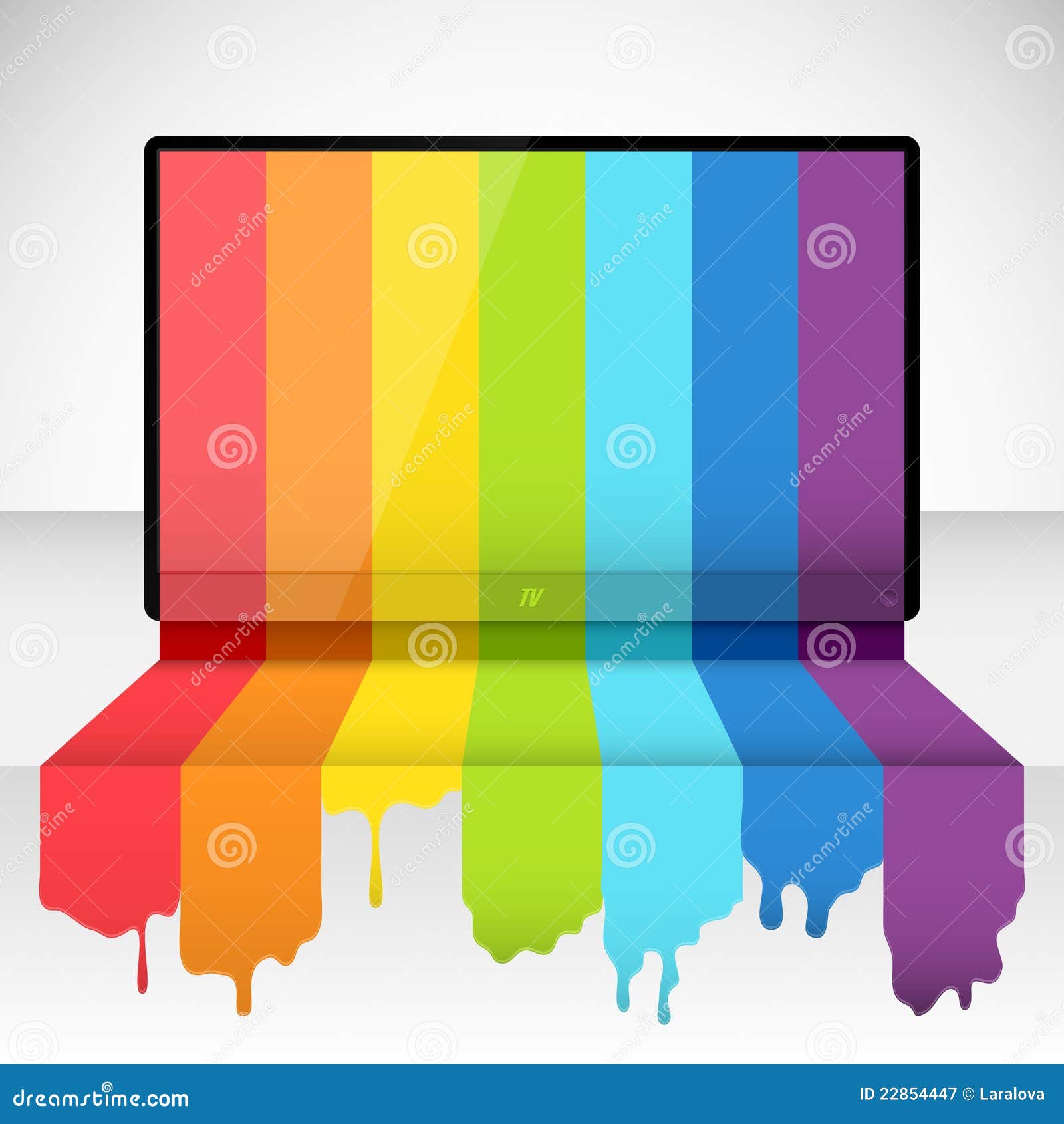 Tv with rainbow paint stock vector. Illustration of print - 22854447