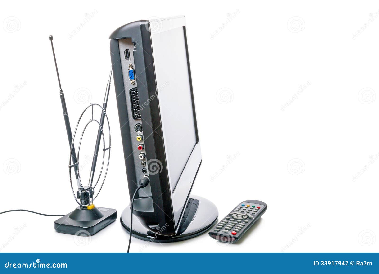 TV with Remote Control and Antenna Stock Photo - Image of appliance ...