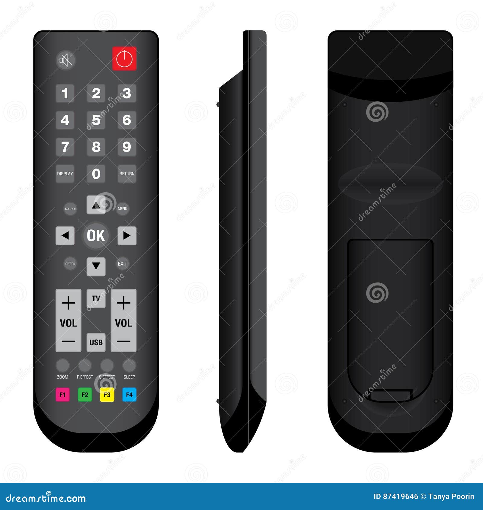 Black TV Remote Control On White Background Royalty-Free Stock Photo ...