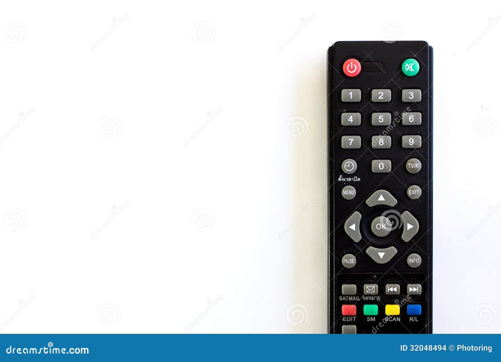 Tv Remote Control Black on White Stock Photo - Image of communication ...