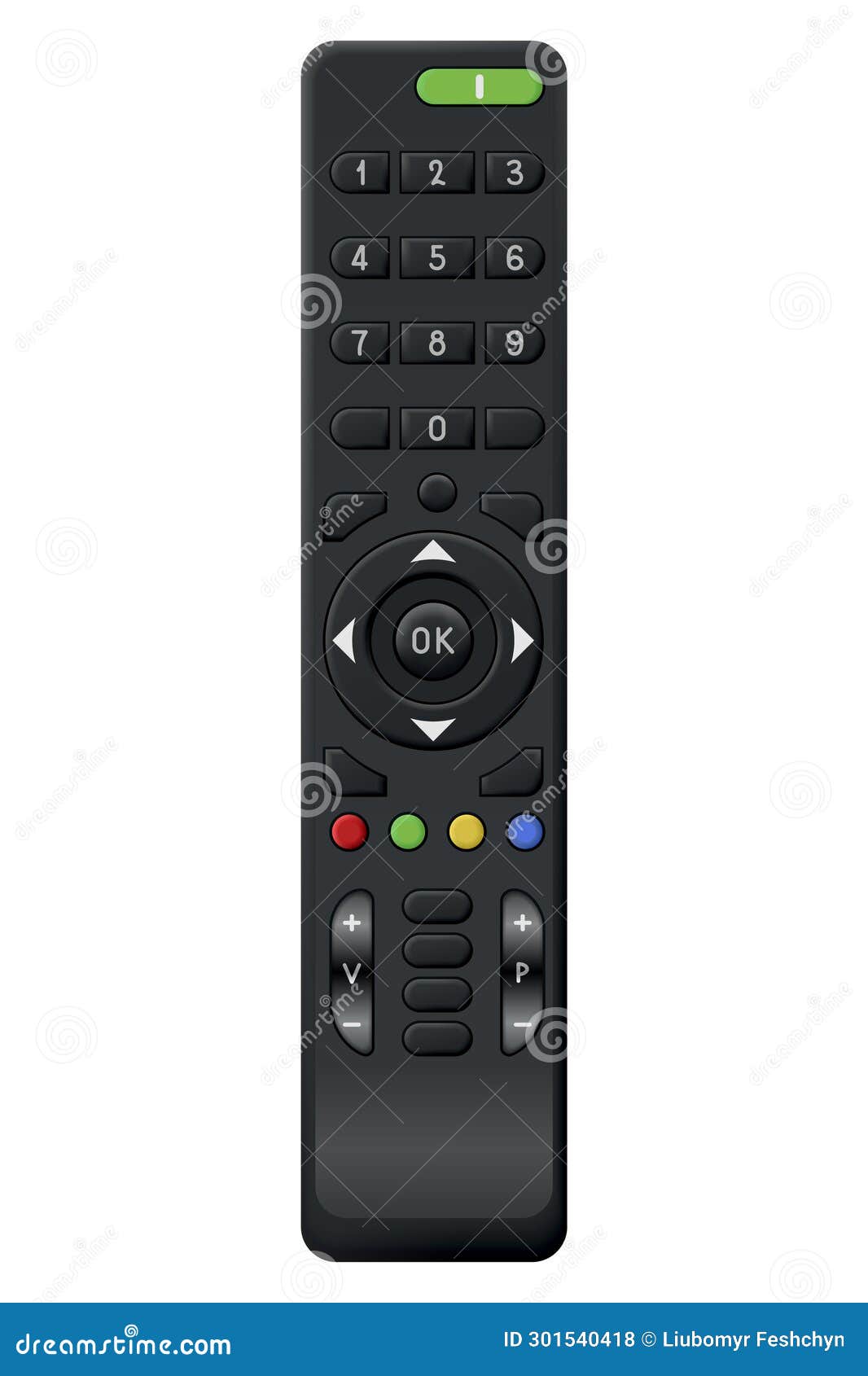 Tv Remote Control Design with Buttons. Wireless Power Media Device To ...