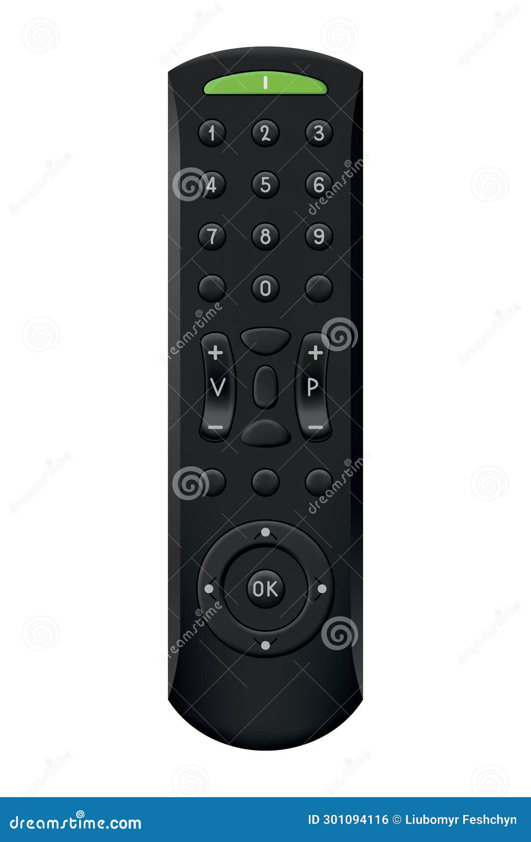 Tv Remote Control Design with Buttons. Wireless Power Media Device To ...