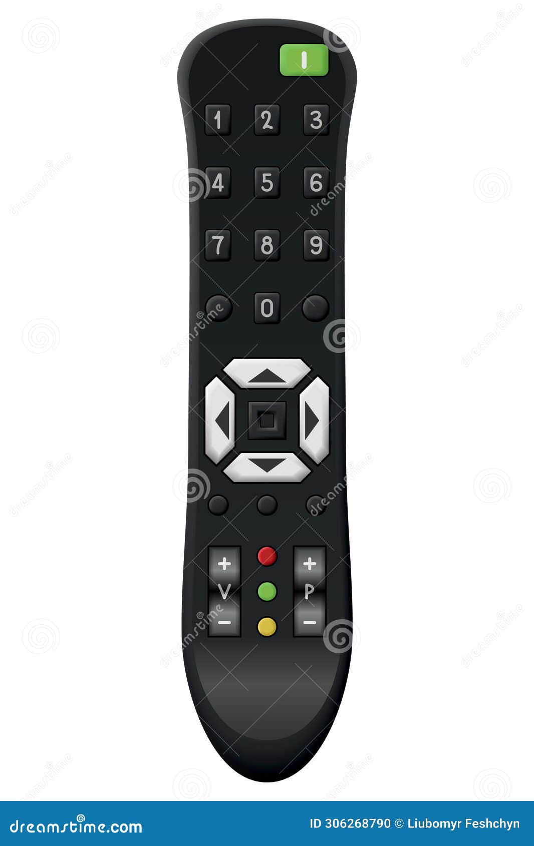 Tv Remote Control Design with Buttons. Wireless Power Media Device To ...