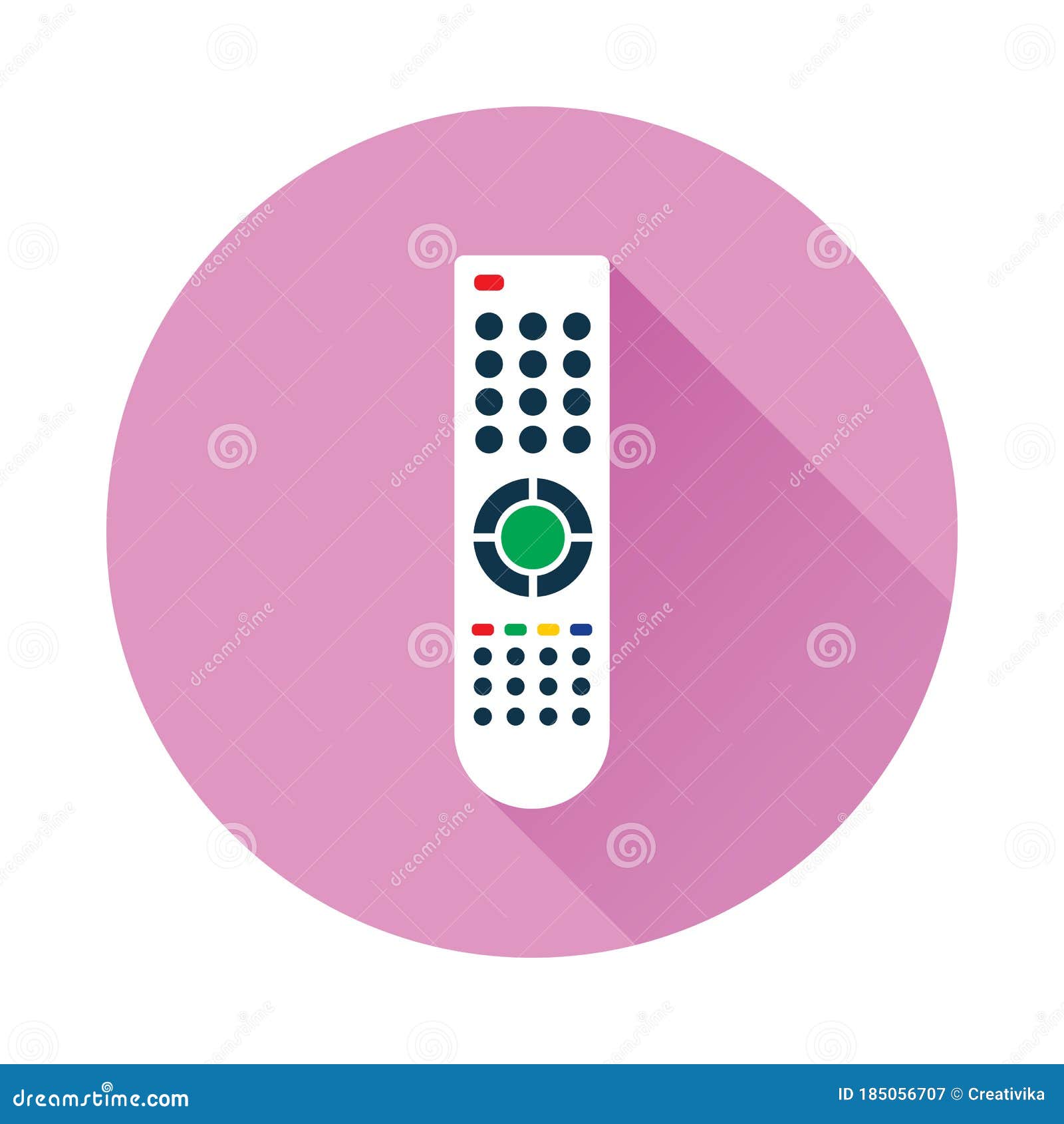 TV Remote Control Flat Icon Stock Vector - Illustration of closeup ...