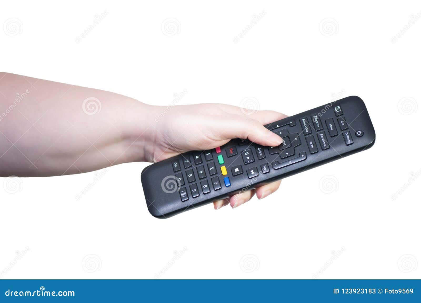 TV remote control in hand stock image. Image of entertainment - 123923183
