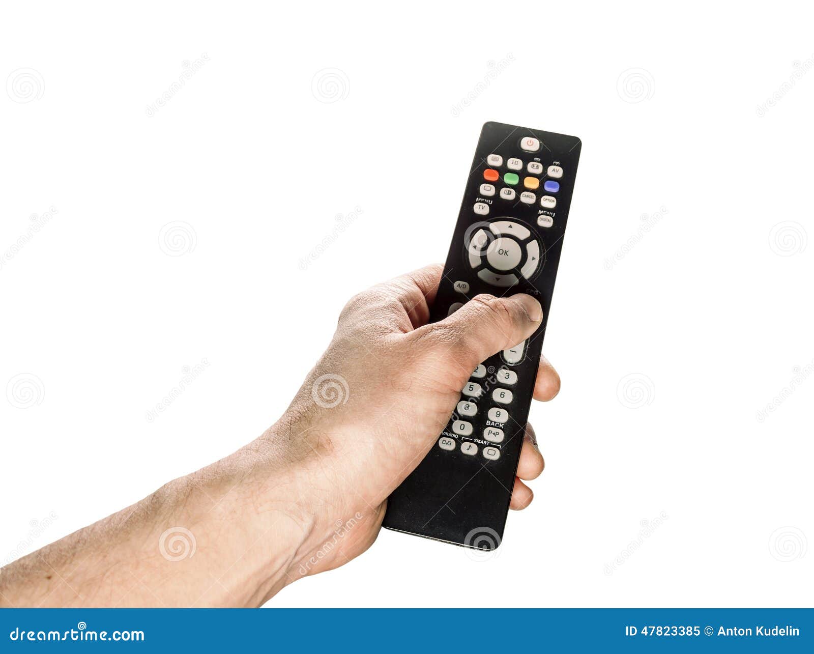 The TV Remote Control in Hand Isolated on White Background Stock Image ...