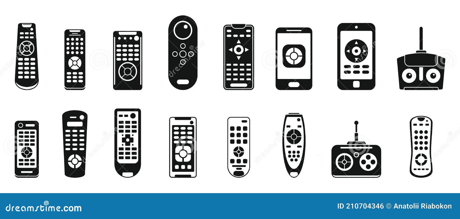 Tv Remote Control Icons Set, Simple Style Stock Vector - Illustration ...