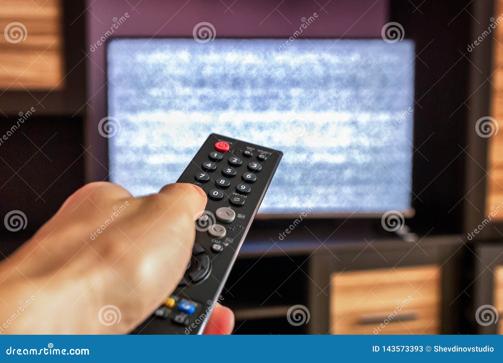TV Remote Control, Interference on Screen Television Set Stock Image ...