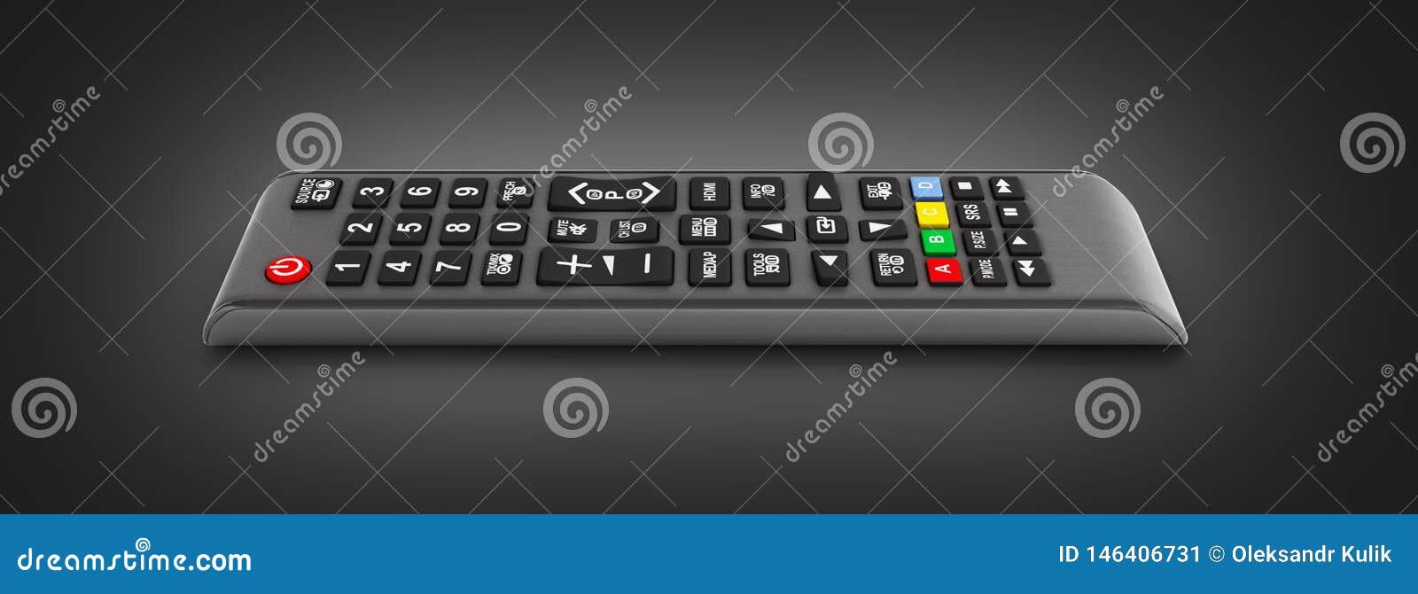 TV Remote Control Isolated on Black Gradeint Background 3d Render Stock ...