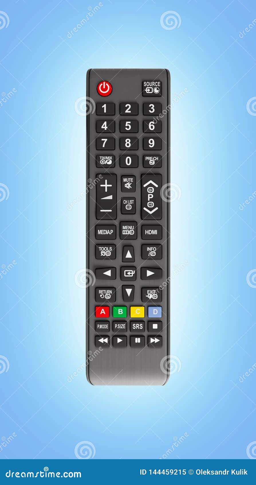 TV Remote Control Isolated on Blue Gradient Background 3d Render Stock ...
