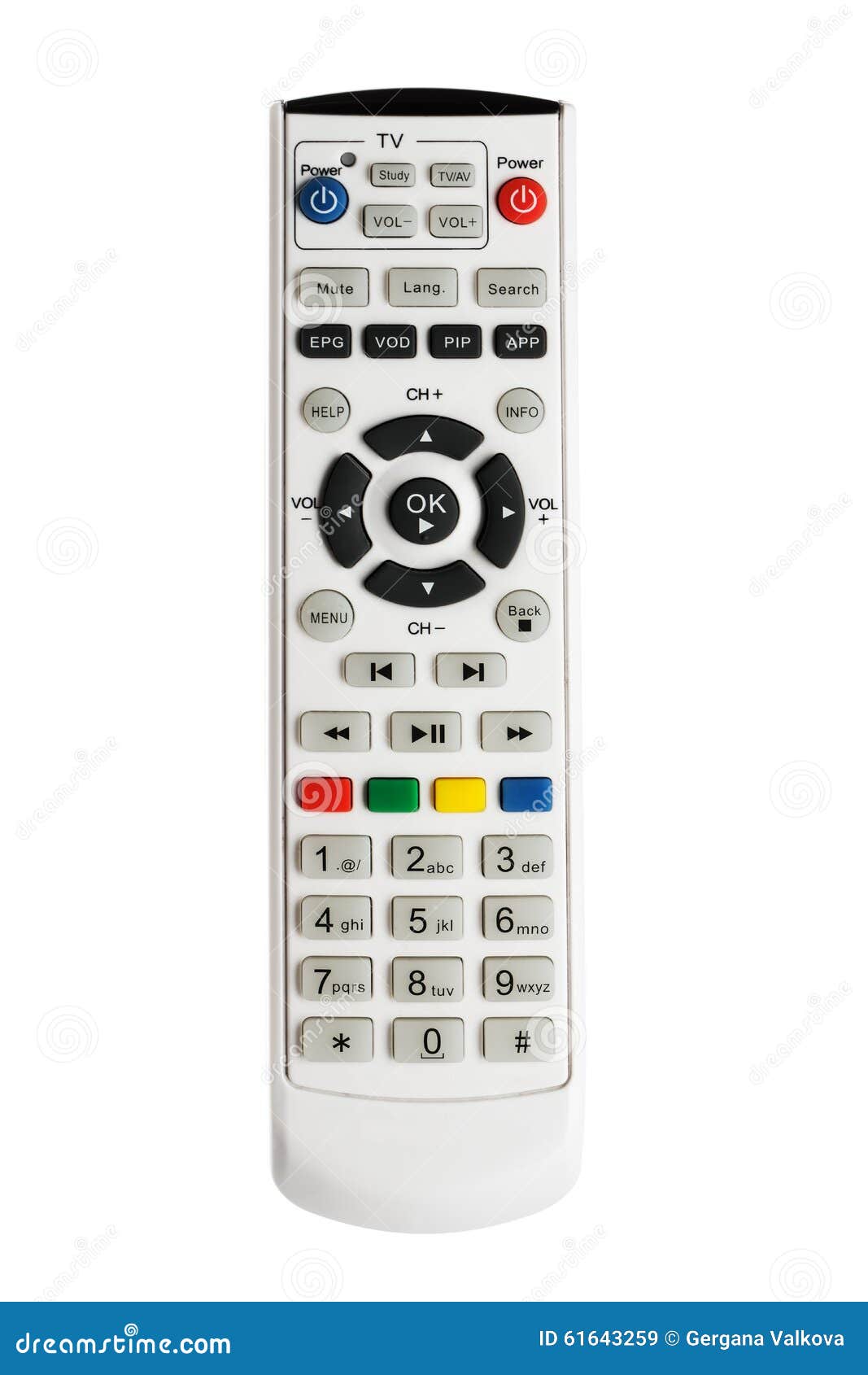 TV Remote Control Isolated on White Stock Image - Image of button ...