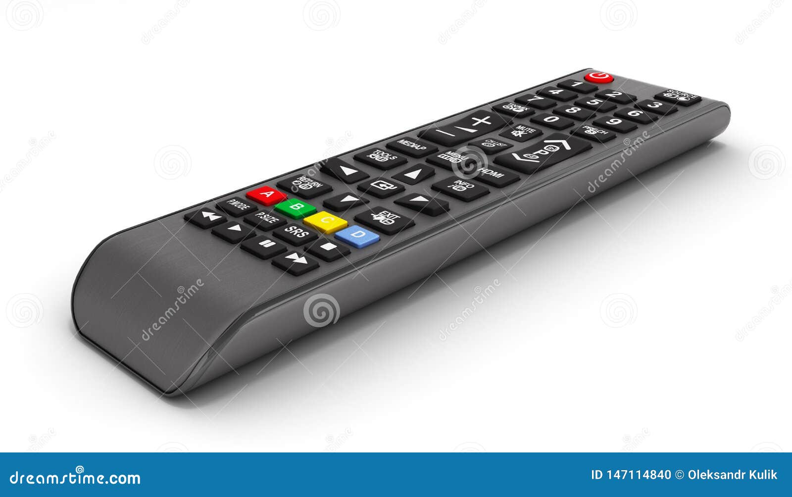 TV Remote Control Isolated on White Background 3d Render Stock ...