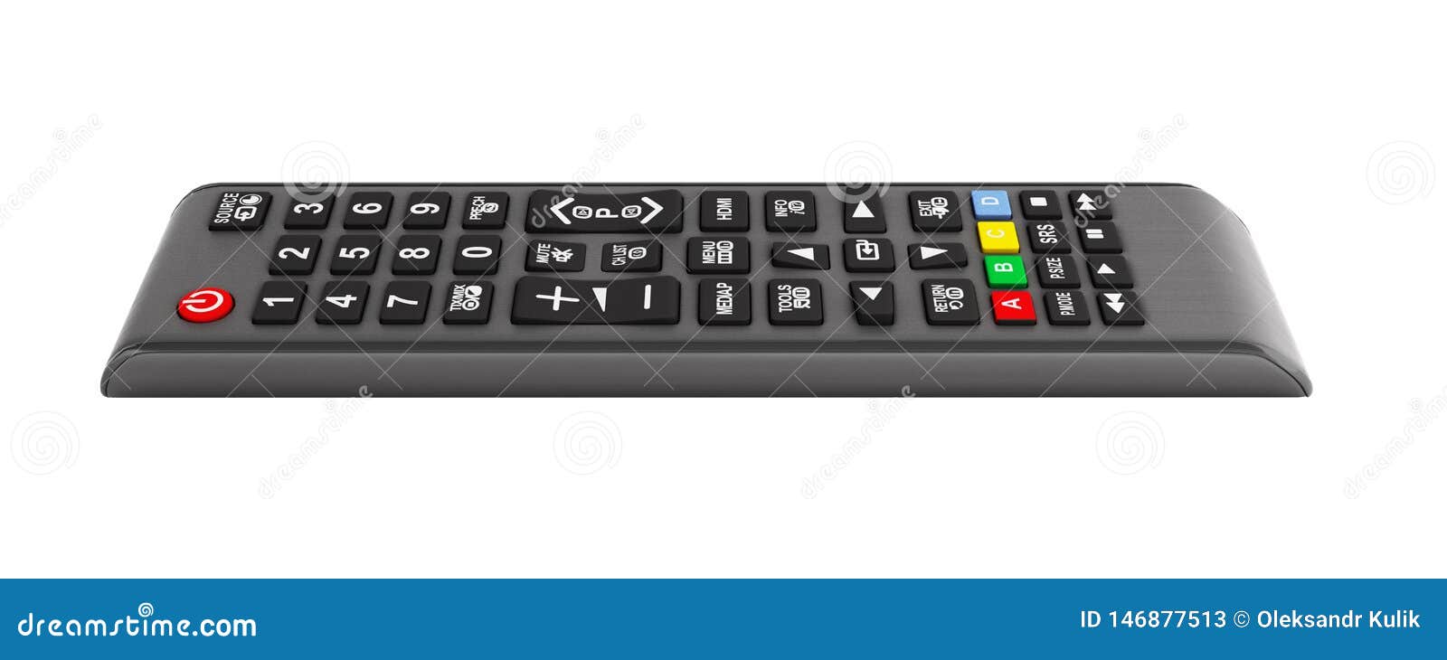 TV Remote Control Isolated on White Background 3d Render without Shadow ...