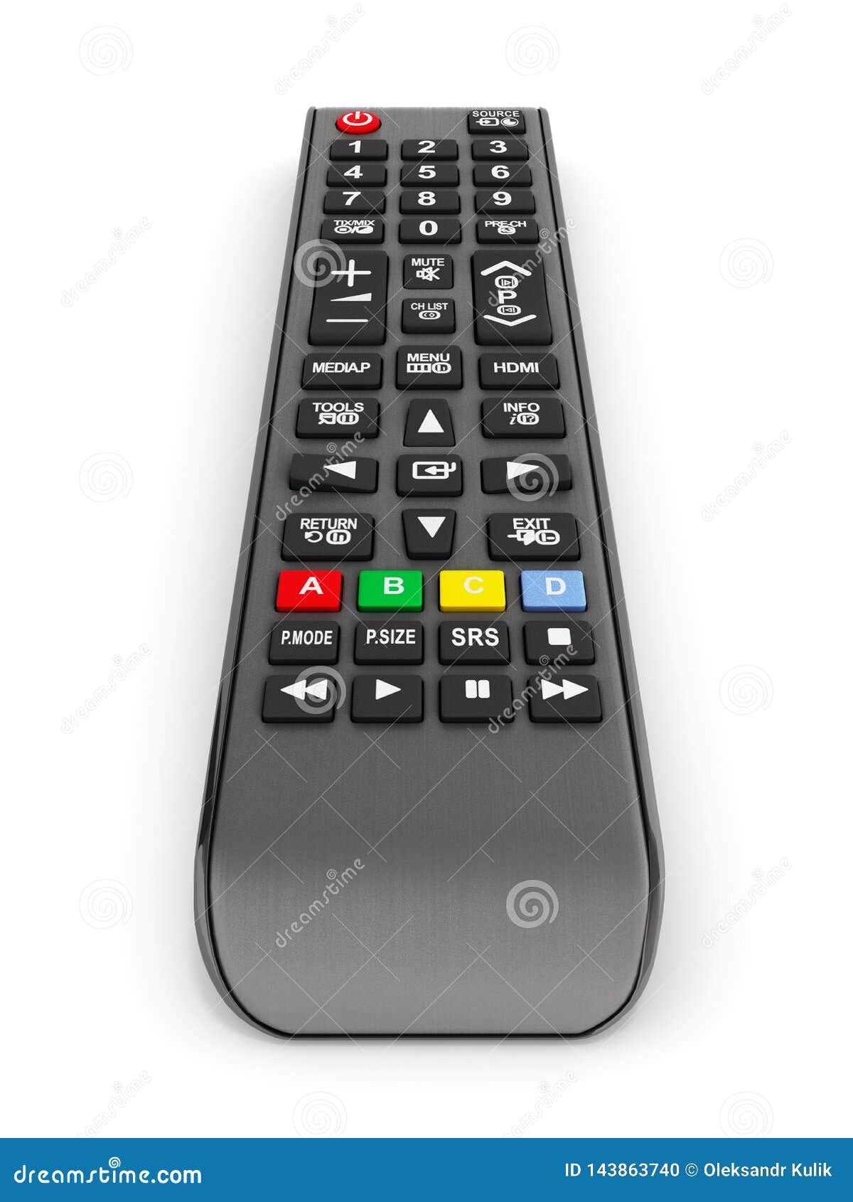 TV Remote Control Isolated on White Background 3d Render Stock ...