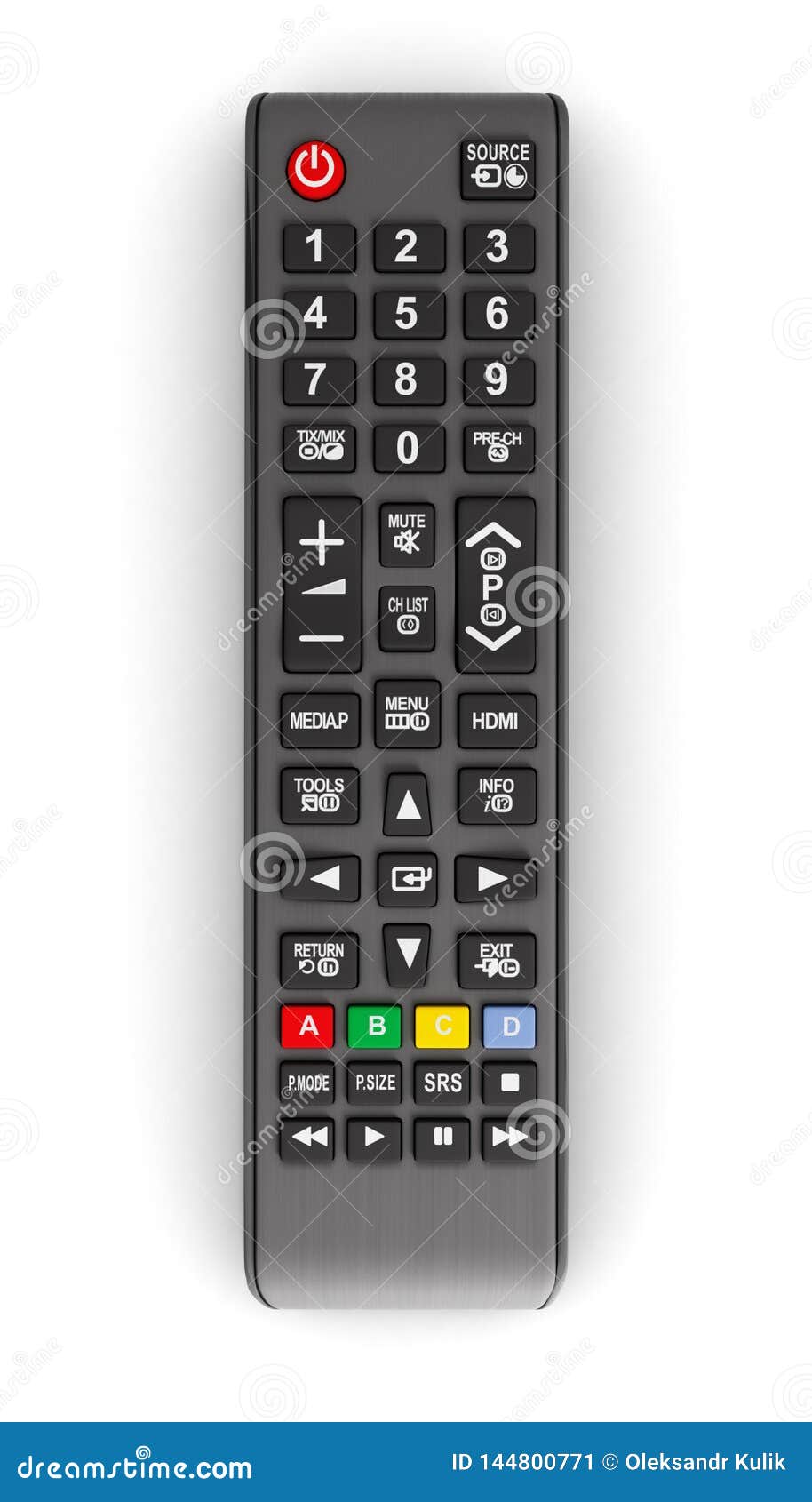 TV Remote Control Isolated on White Background 3d Render Stock ...