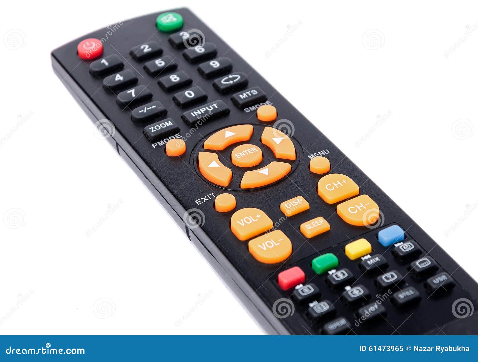 Tv Remote Control Keypad Black on White Isolated Stock Image - Image of ...