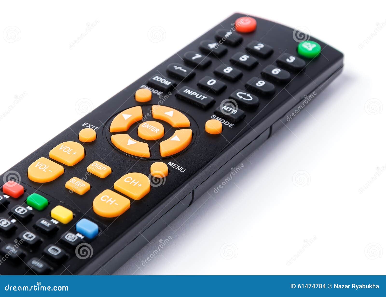 Tv Remote Control Keypad Black on White Isolated Stock Photo - Image of ...