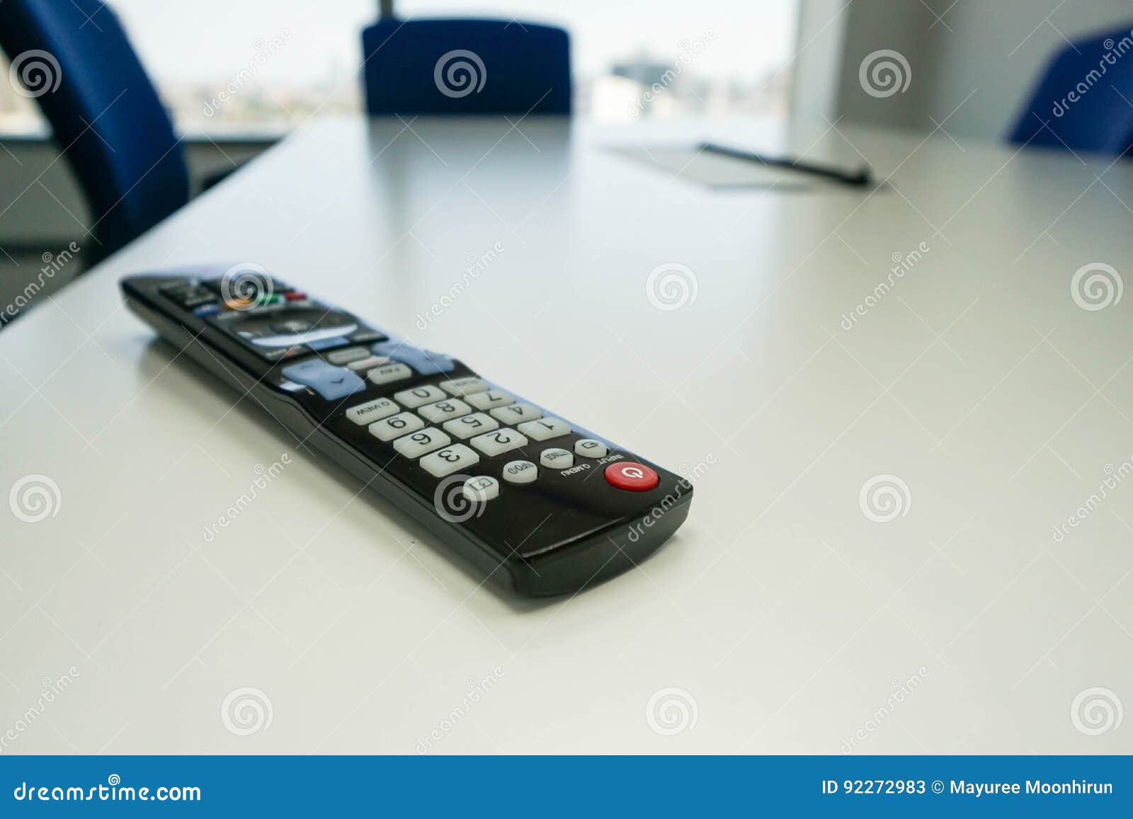 TV Remote Control in Meeting Room Table Stock Image - Image of infrared ...