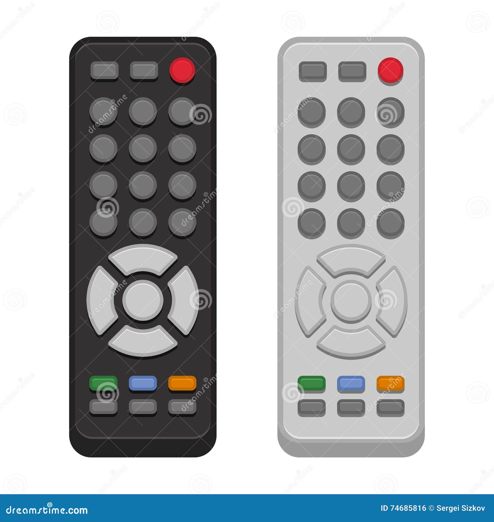 TV Remote Control Set on White Background. Vector Stock Vector ...