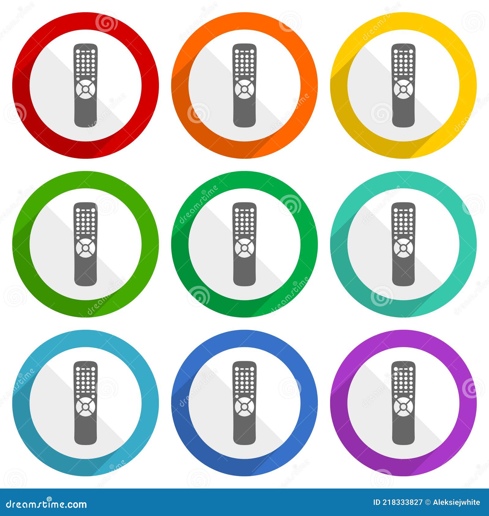 Tv Remote Control, Television Vector Icons, Set of Colorful Flat Design ...