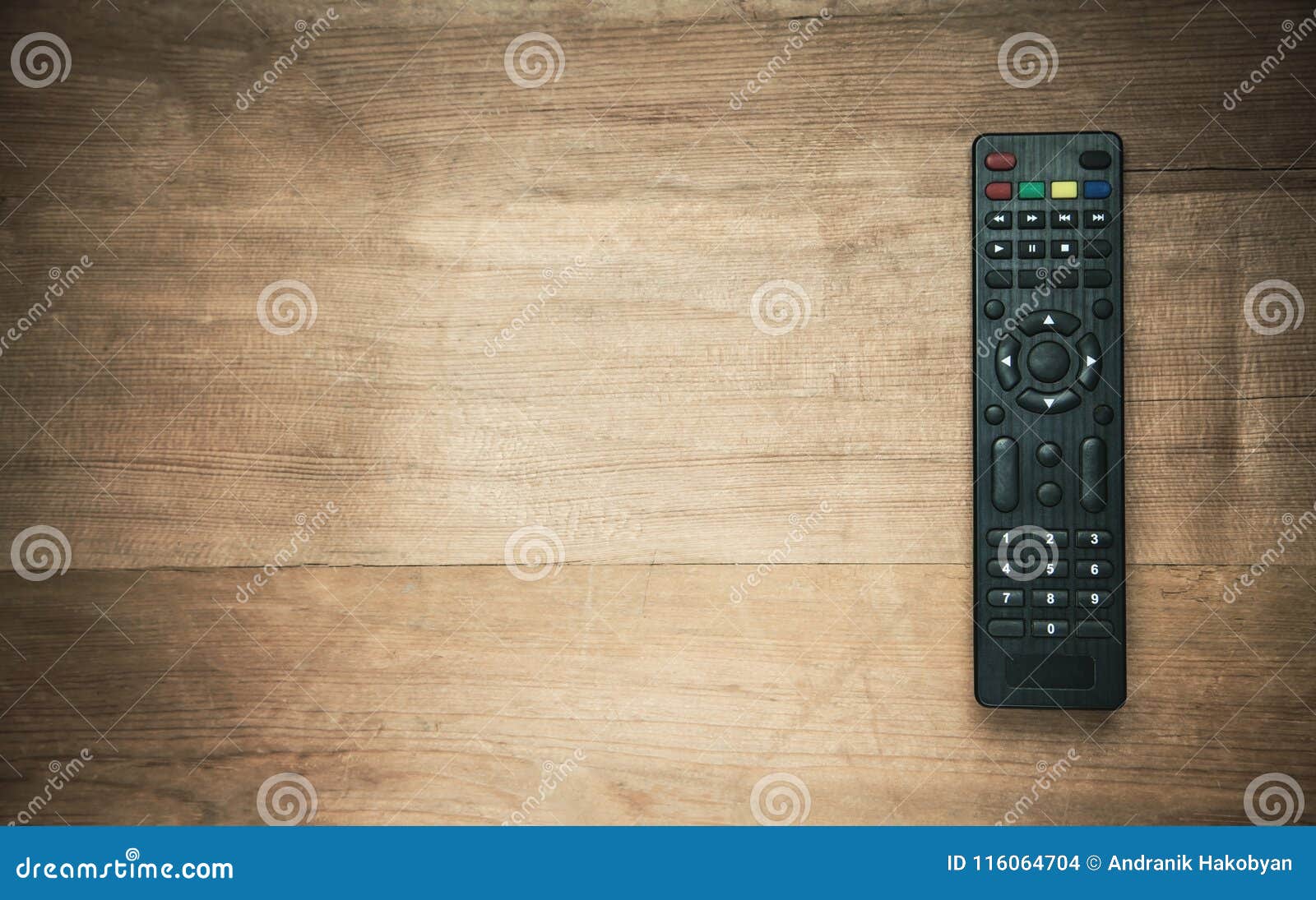 Tv Remote Control on the Wooden Table. Stock Photo - Image of view ...