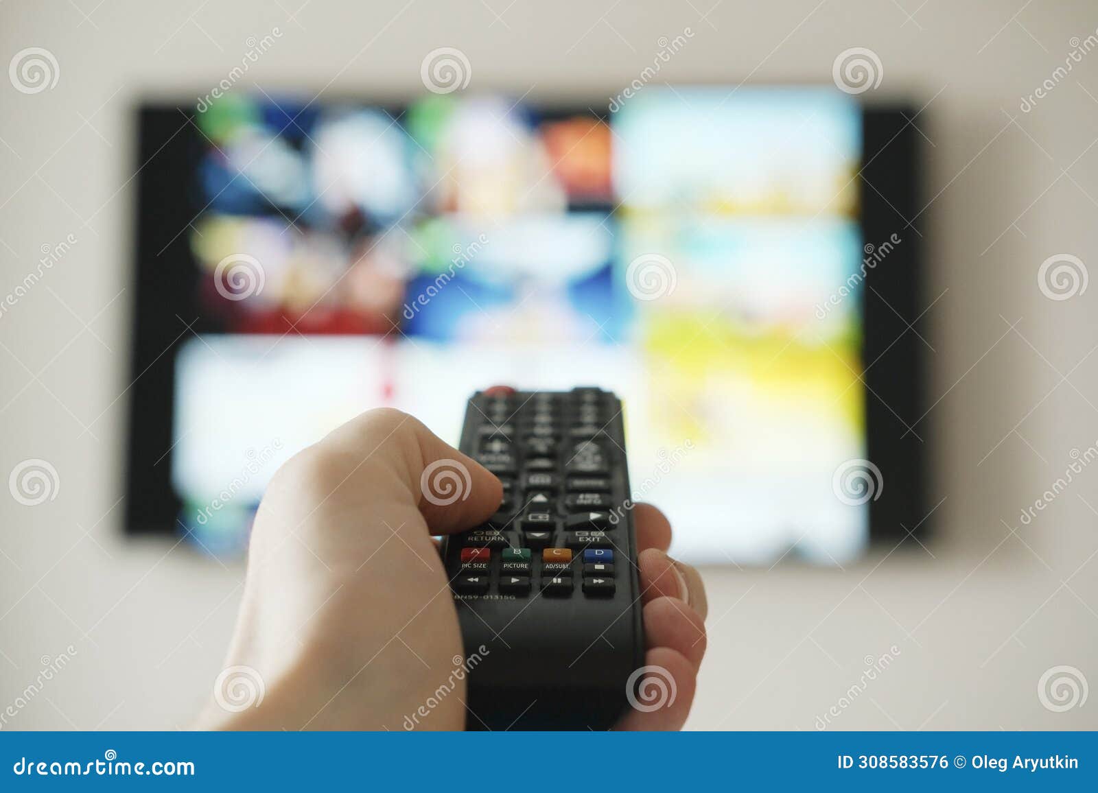 Tv Remote Controller in Hand of Customer Looking for Content in Smart ...