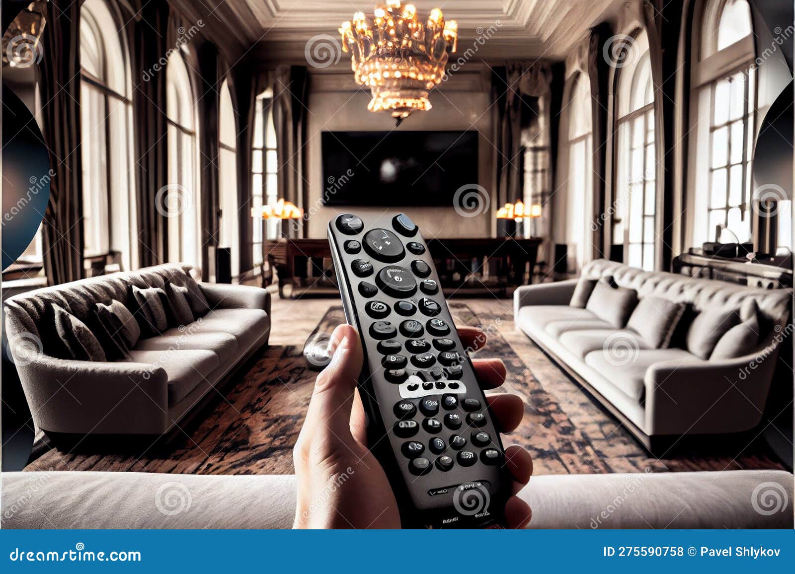 Tv Remote Controller in Hand of Customer Looking for Some Content in ...