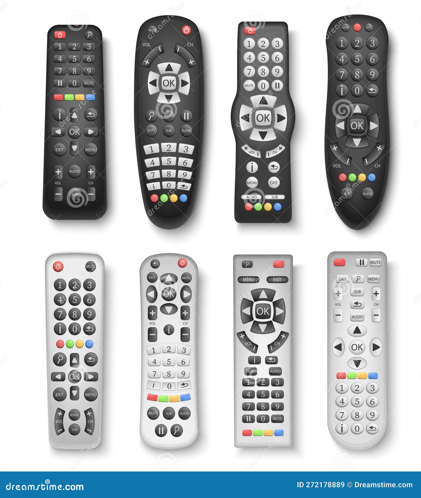 TV Remote Controller Realistic Set Stock Vector - Illustration of ...