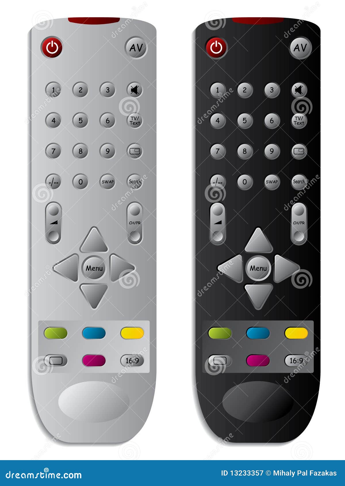 Remote TV Controls Buttons Vector Illustration. Wireless Power Media ...