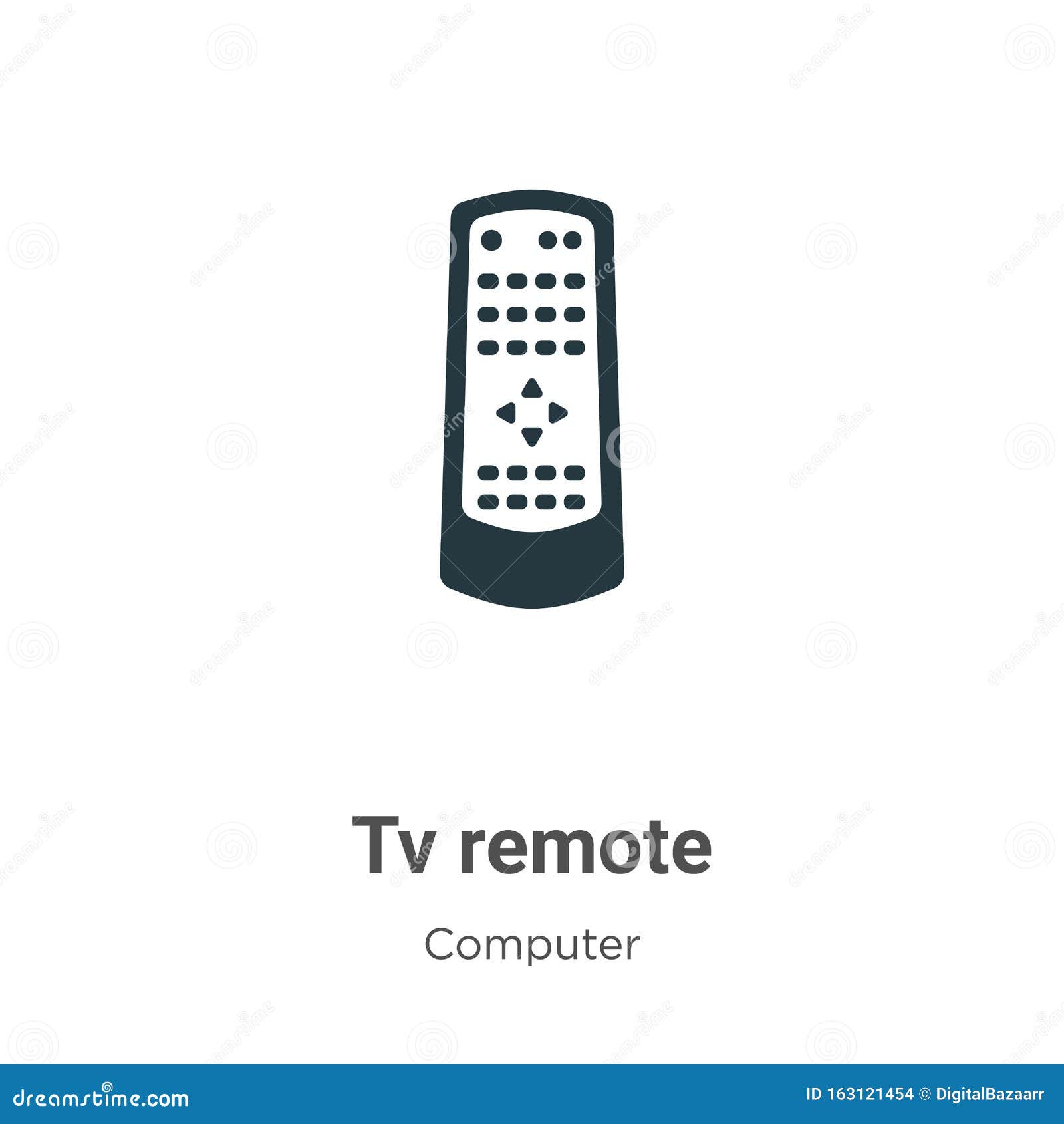 Tv Remote Vector Icon on White Background. Flat Vector Tv Remote Icon ...