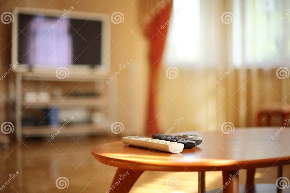 TV Remotes in Stylish Interior Stock Image - Image of inside, selective ...