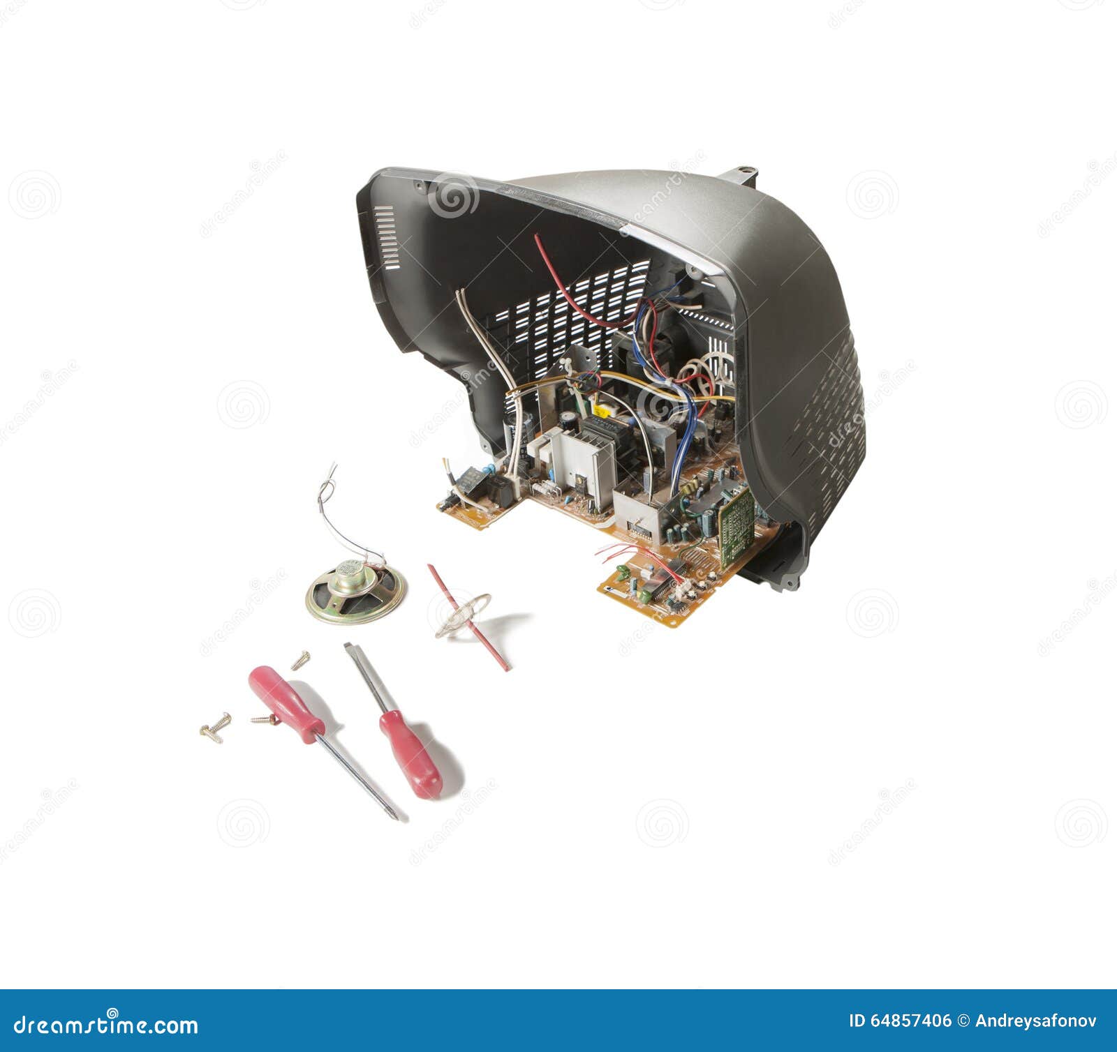 TV Repair Isolated on White Background Stock Photo - Image of isolated ...