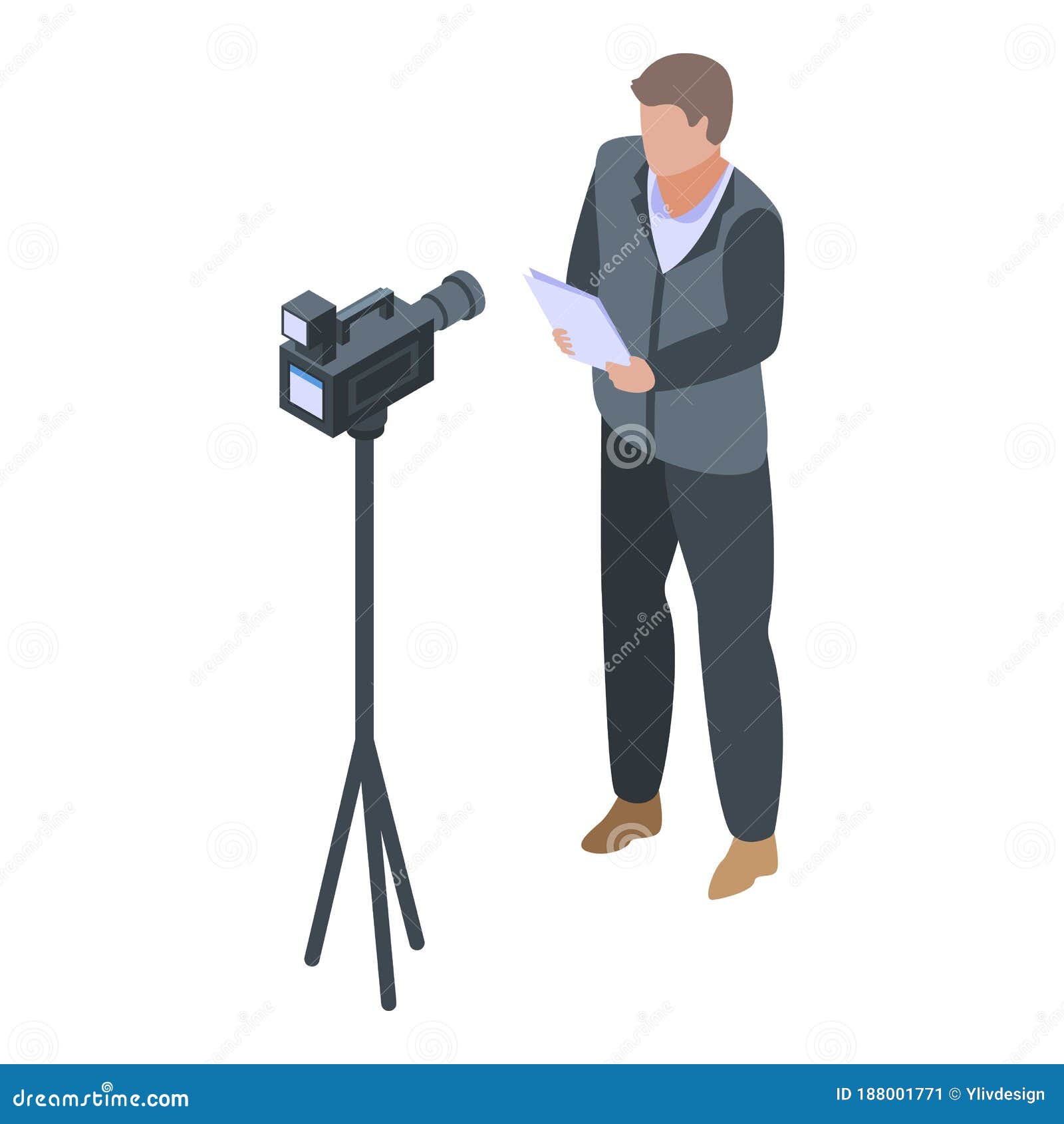 Tv Reporter Icon, Isometric Style Stock Vector - Illustration of media ...