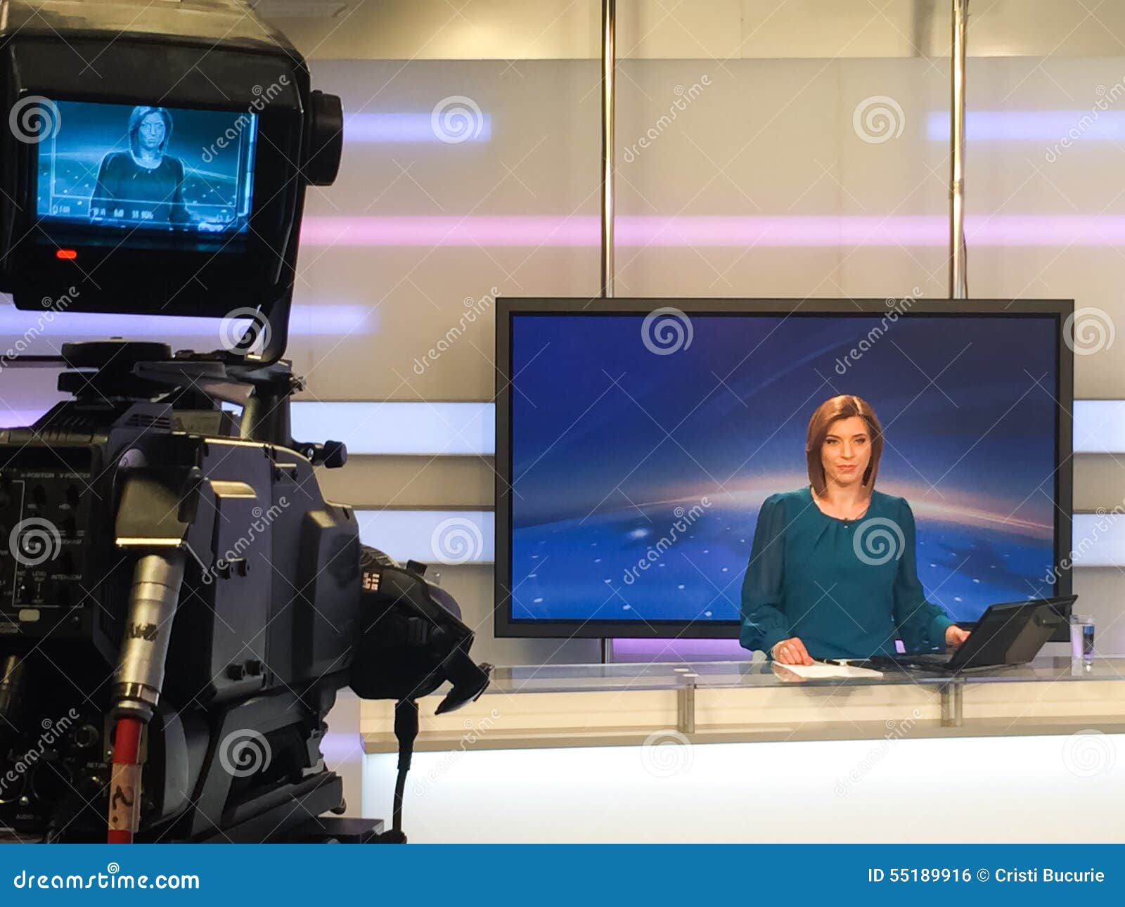 TV Reporter at the News Desk Stock Photo - Image of event, journal ...