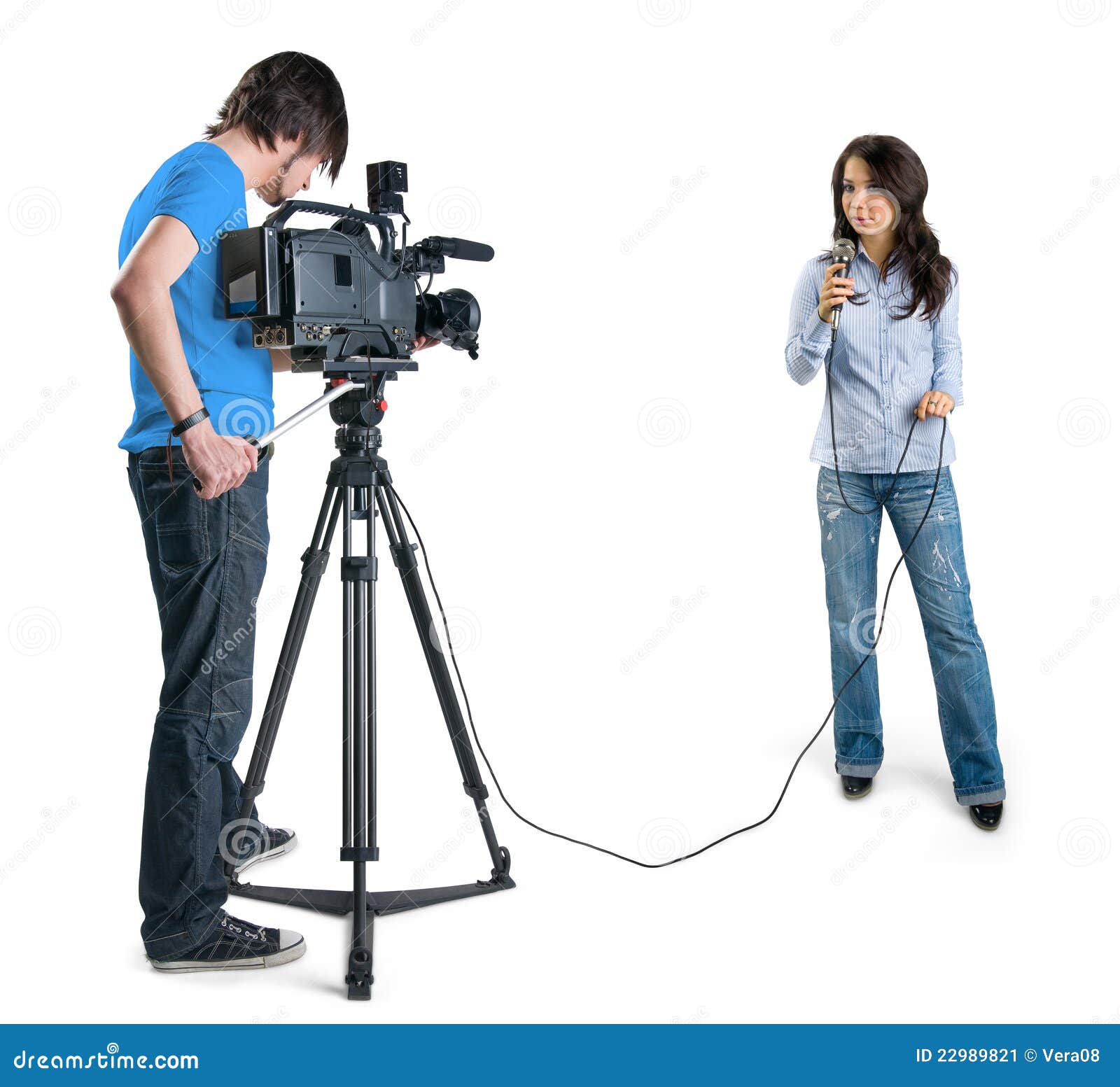 TV Reporter Presenting the News in Studio. Stock Image - Image of ...