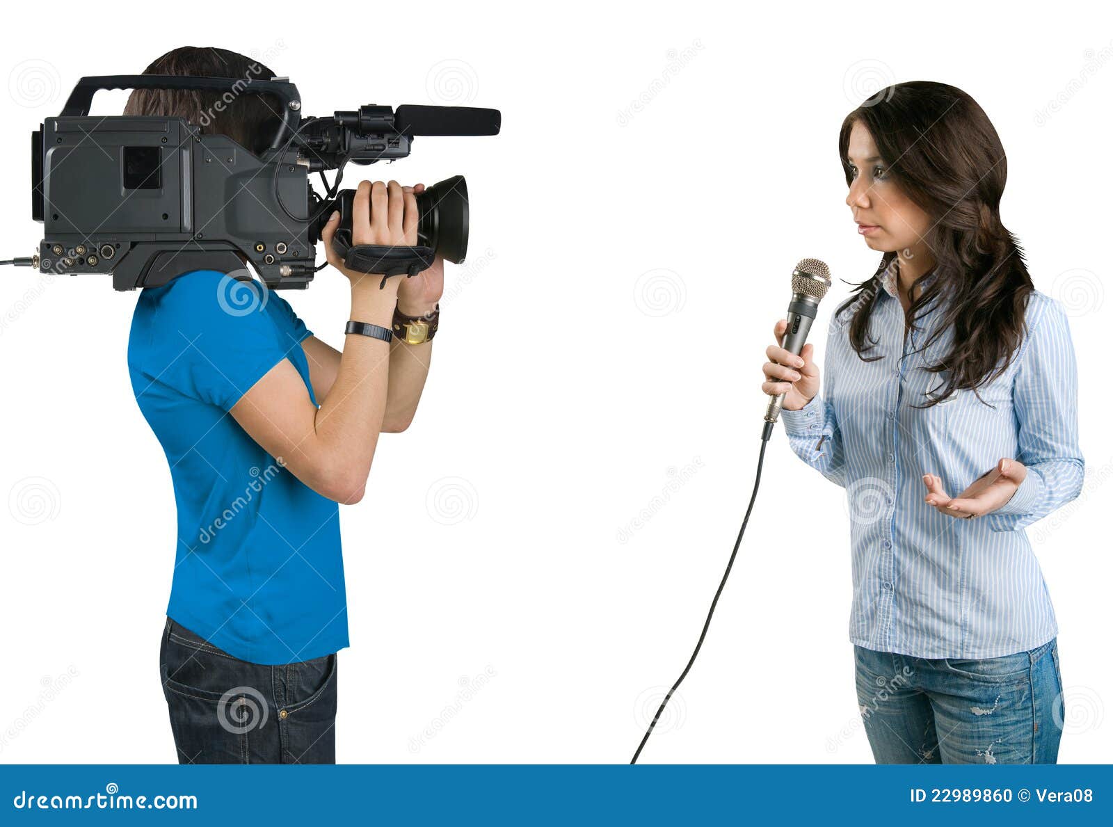 TV Reporter Presenting the News in Studio. Stock Photo - Image of ...