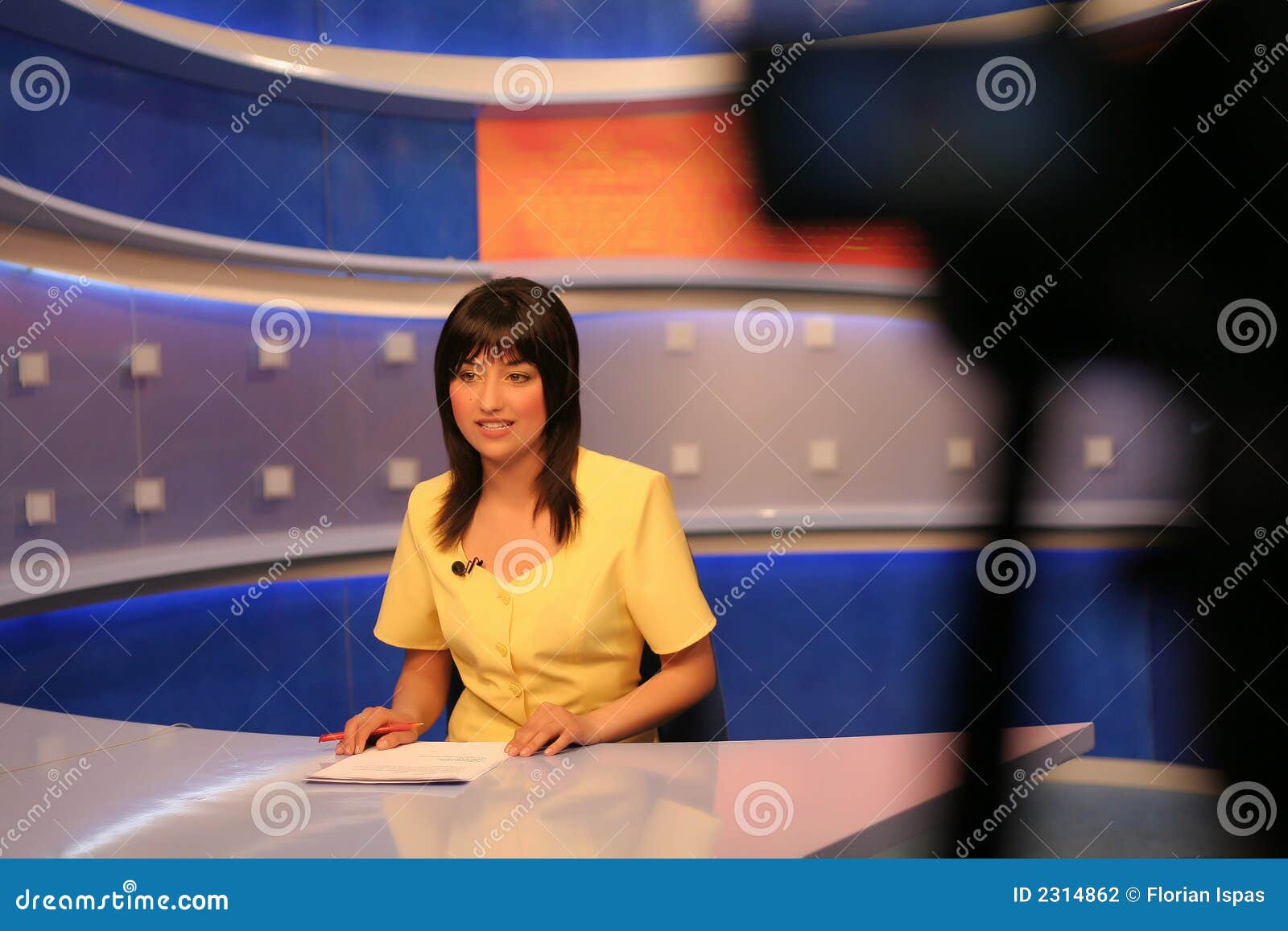 TV reporter in studio stock photo. Image of camera, screen - 2314862