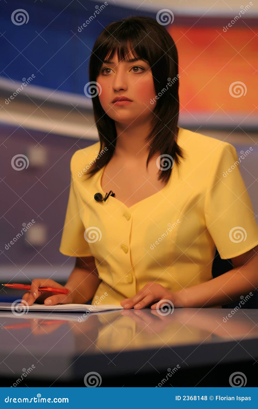 TV reporter in studio stock photo. Image of connection - 2368148