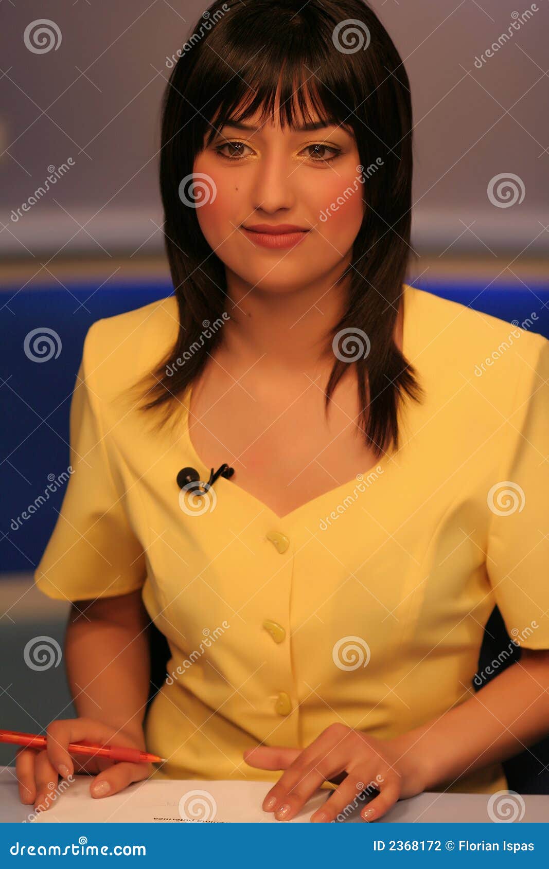 TV reporter in studio stock photo. Image of female, record - 2368172