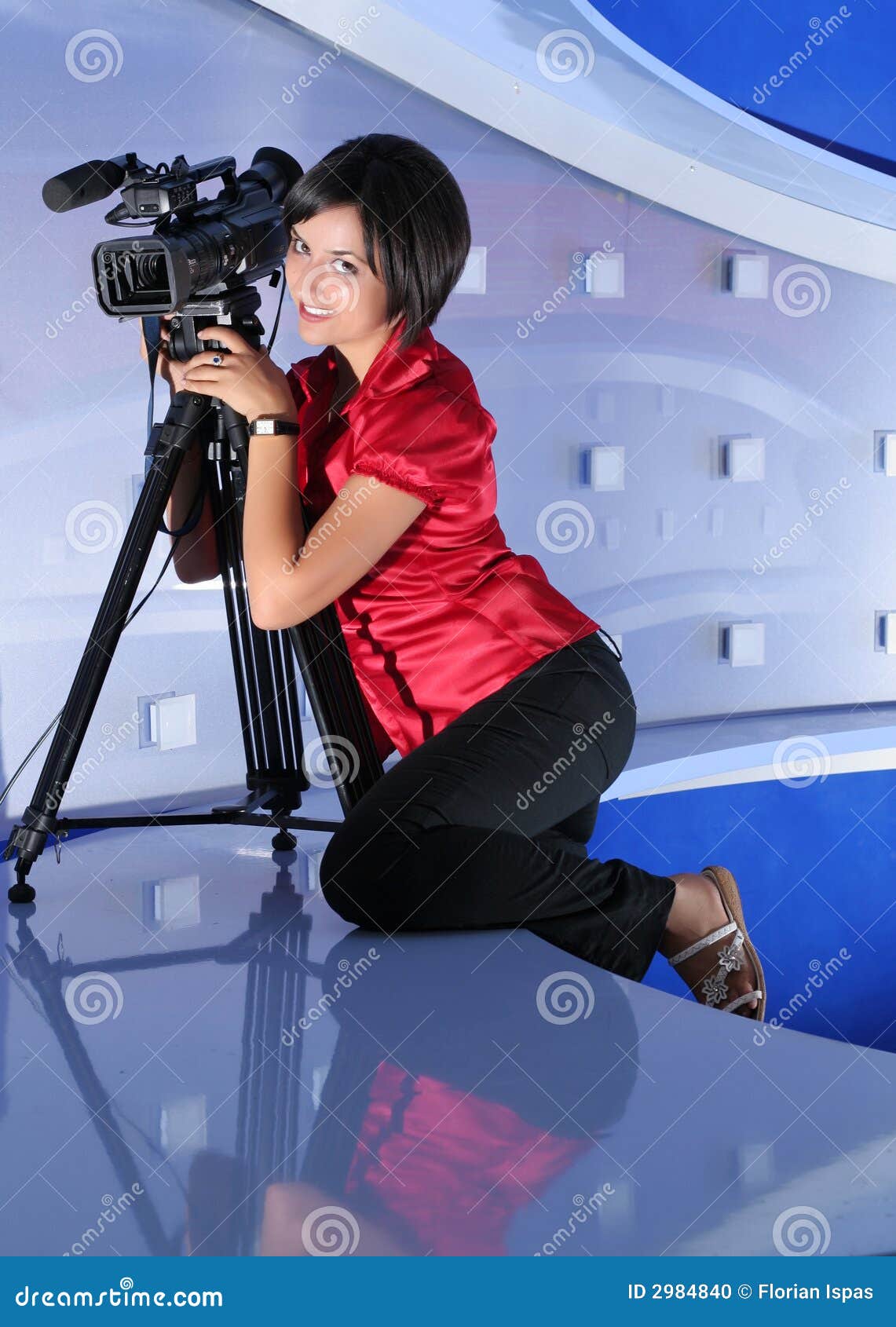 TV reporter in studio stock photo. Image of breaking, camera - 2984840