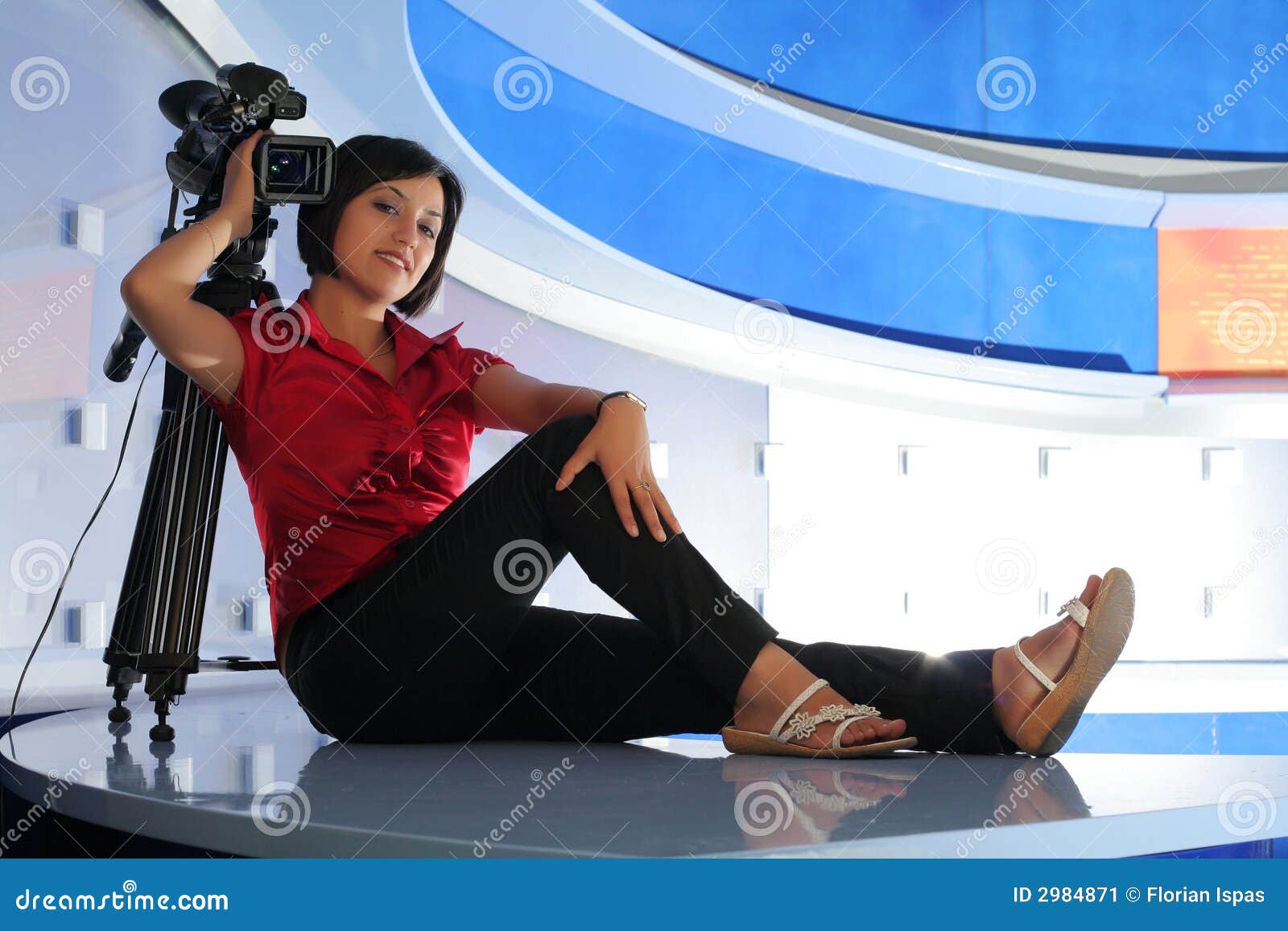 TV reporter in studio stock image. Image of correspondent - 2984871
