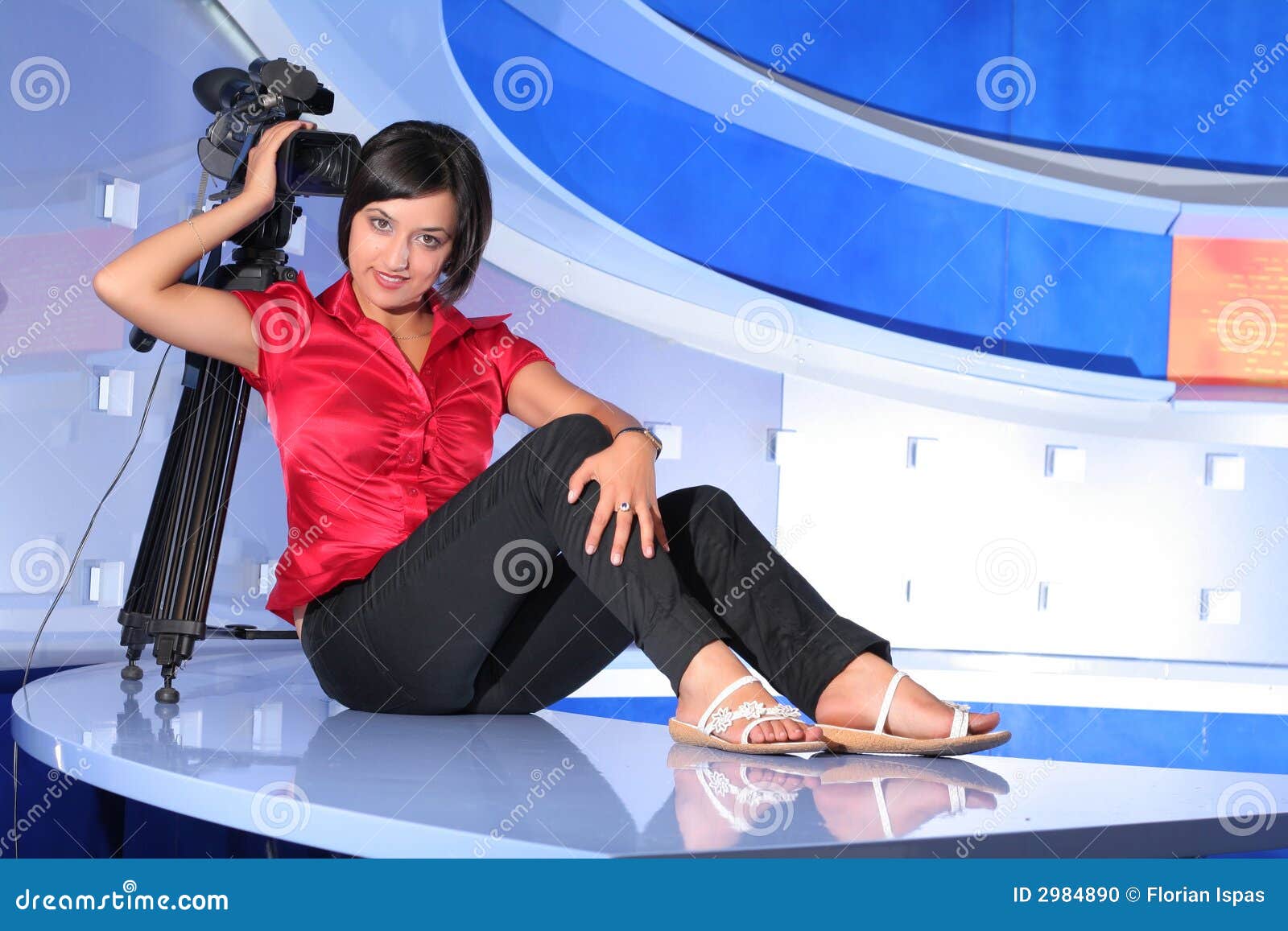 TV reporter in studio stock photo. Image of interview - 2984890