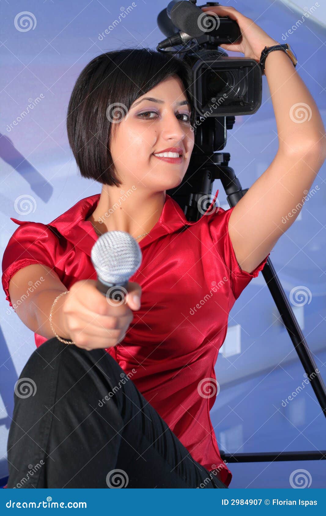 TV reporter in studio stock image. Image of action, broadcasting - 2984907
